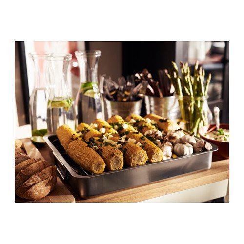 IKEA 9789178905638 KONCIS Roasting pan with grill rack, stainless steel (1, 16x13), Gray