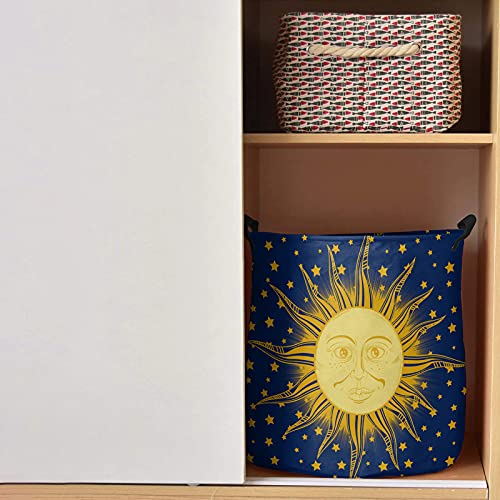 Oxford Fabric Storage Bin Star Go Around Hippie Sun Krisyeol Waterproof Collapsible Laundry Basket Dirty Clothes Hamper with Handles Storage Baskets Organizer 17x13.8