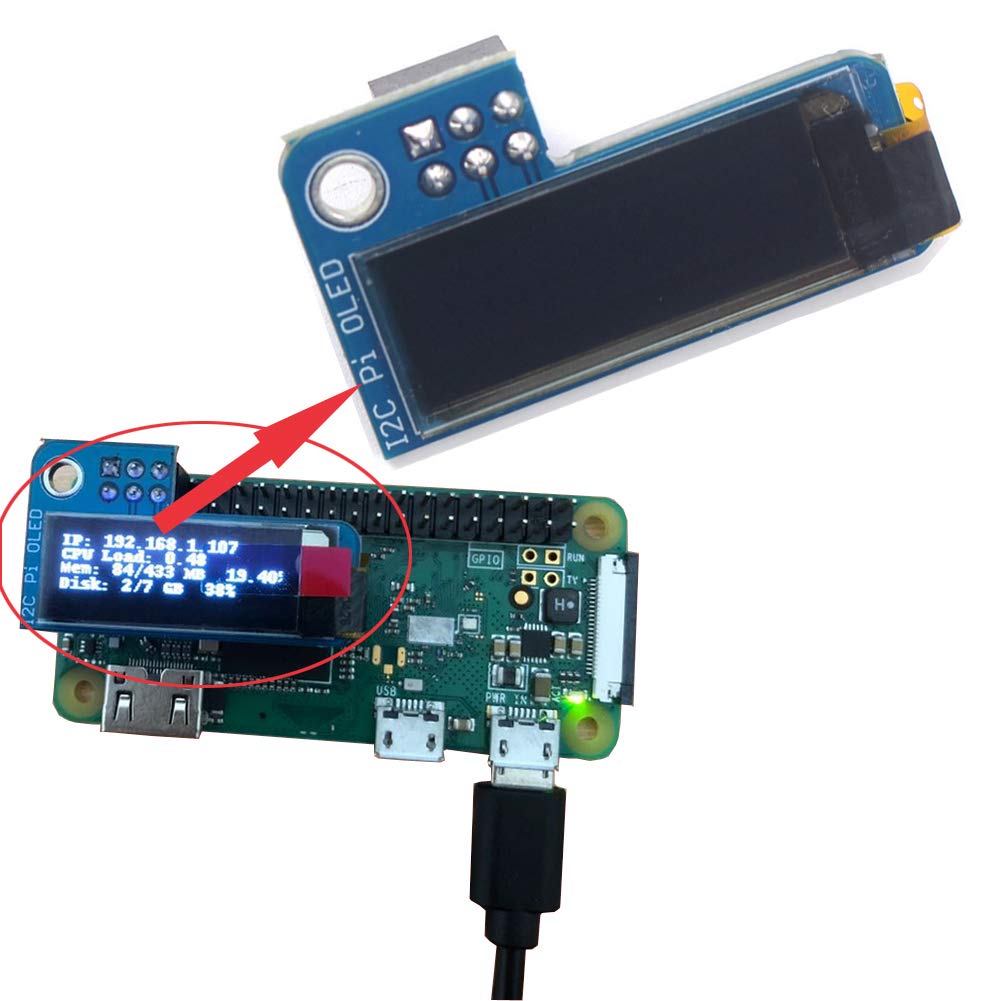 DIYmall PiOLED 0.91inch I2C 128X32 SSD1306 OLED Display Module for Raspberry Pi (White x 1pc)