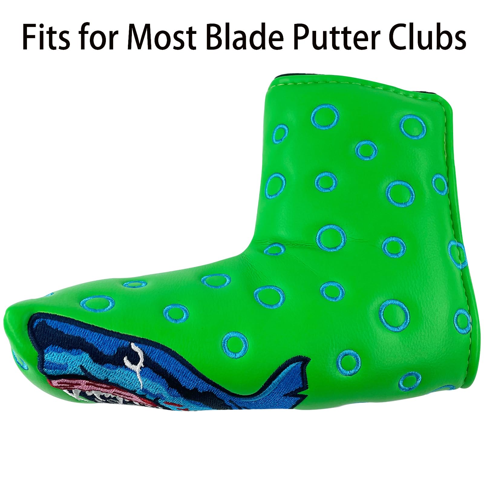 Gbourly Golf Club White Shark Mallet Putter Cover Heel Shafted PU Leather Magnetic Closure Headcover