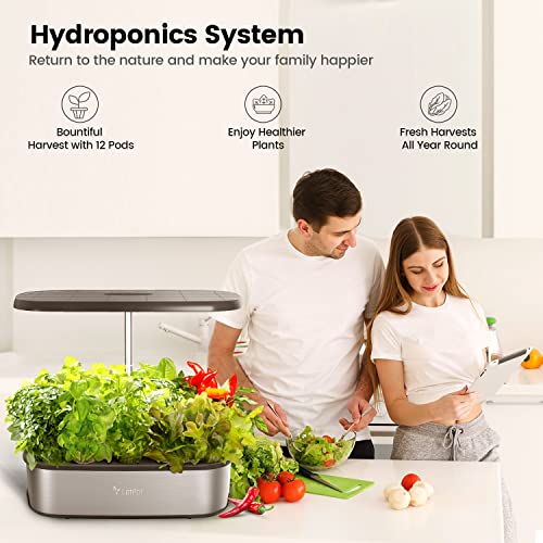 LetPot LPH-SE Hydroponics Growing System, 12 Pods Smart Herb Garden Kit Indoor, Indoor Garden, APP & WiFi Controlled, with 24W Growing LED, 5.5L Water Tank, Pump System, Automatic Timer