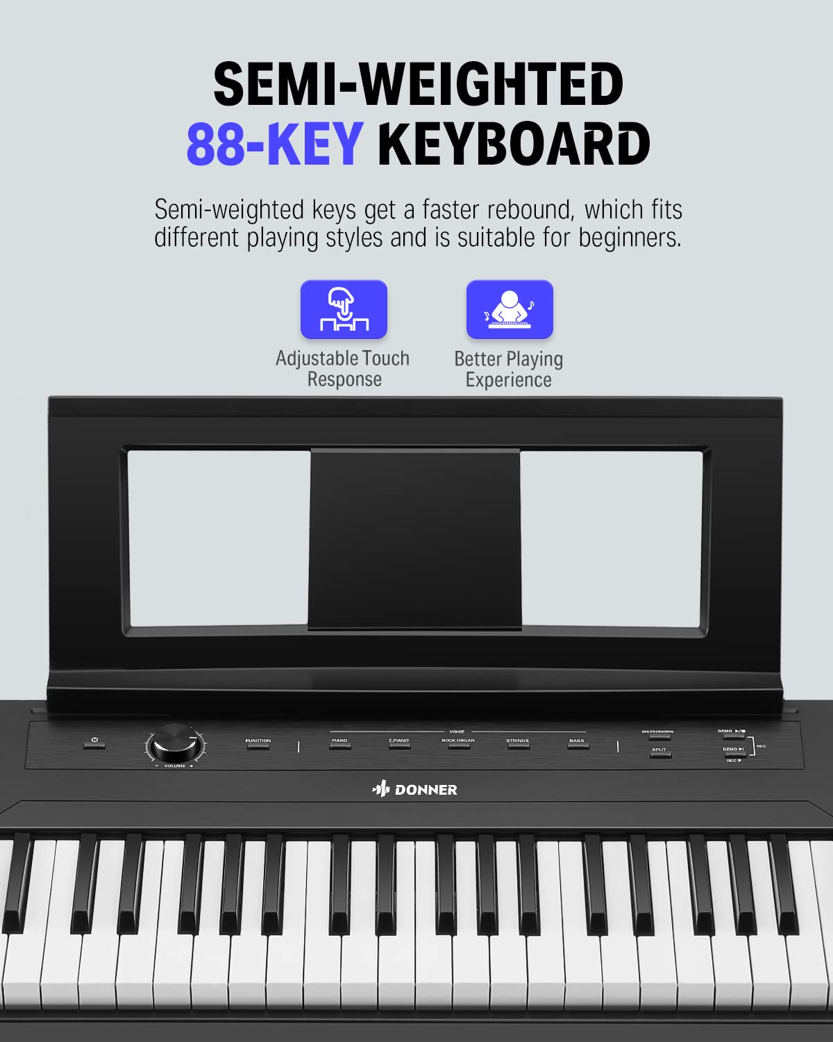 Donner DEP-45 Digital Piano Ultrathin with Pedal and Stand + DKA-20 Keyboard Amplifier