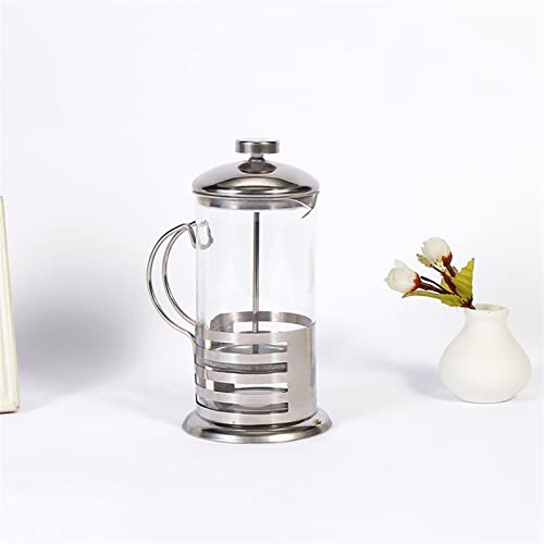 MBNVBNM Coffee Pots Manual Coffee Espresso Maker Pot French Coffee Tea Percolator Filter Stainless Steel Glass Teapot Cafetiere Press Plunger 350Ml, Silver