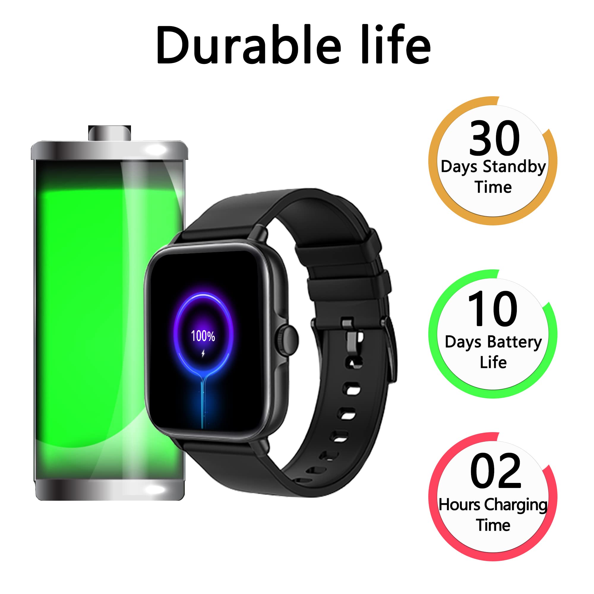 DXPICR [2 Watches] Smart Watch(Call Receive/Dial), Full Touch Screen SmartWatch for Android and iOS Phones Compatible Fitness Tracker with Heart Rate,Sleep,Blood Oxygen,Step Counter