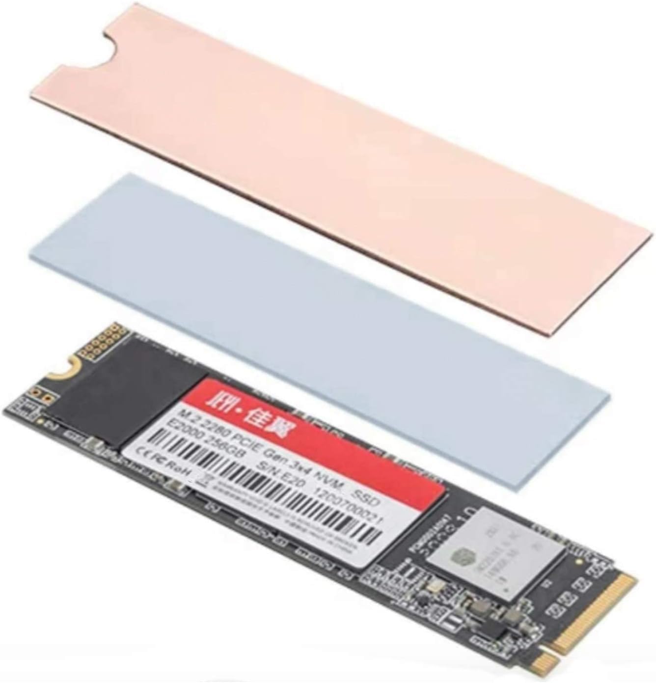 Easycargo Laptop M.2 Heatsink Kit, Copper m.2 Heat Sink + Thermal pad 1mm 0.5mm for Cooling Laptop M.2 2280 SSD (4-Pack)