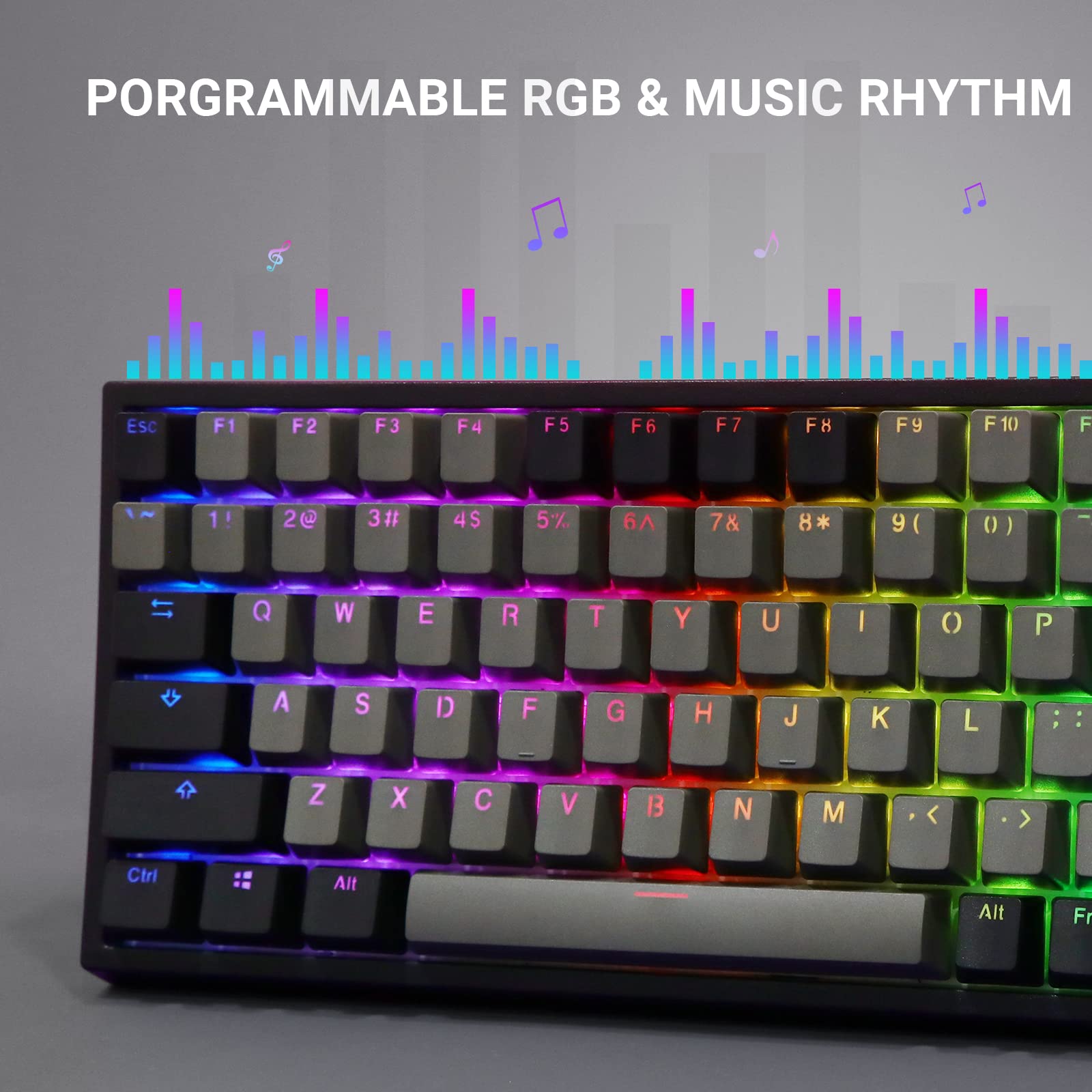 EPOMAKER EP84 84-Key RGB Hotswap Wired Mechanical Gaming Keyboard with PBT Dye-subbed Keycaps for Mac/Win/Gamers (Gateron Red Switch, Geometry Grey XDA Profile)