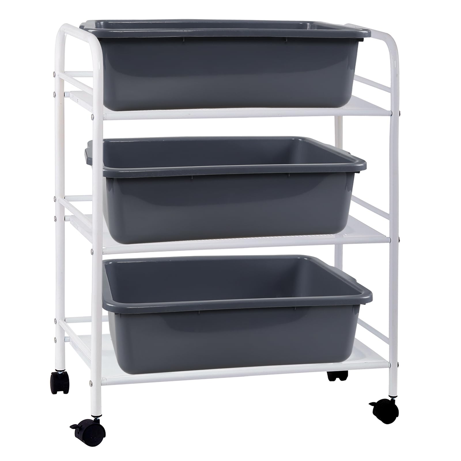 Rosebloom 35 L Plastic Commercial Bus Tub, Gray Plastic Large Bus Box, 4 Packs