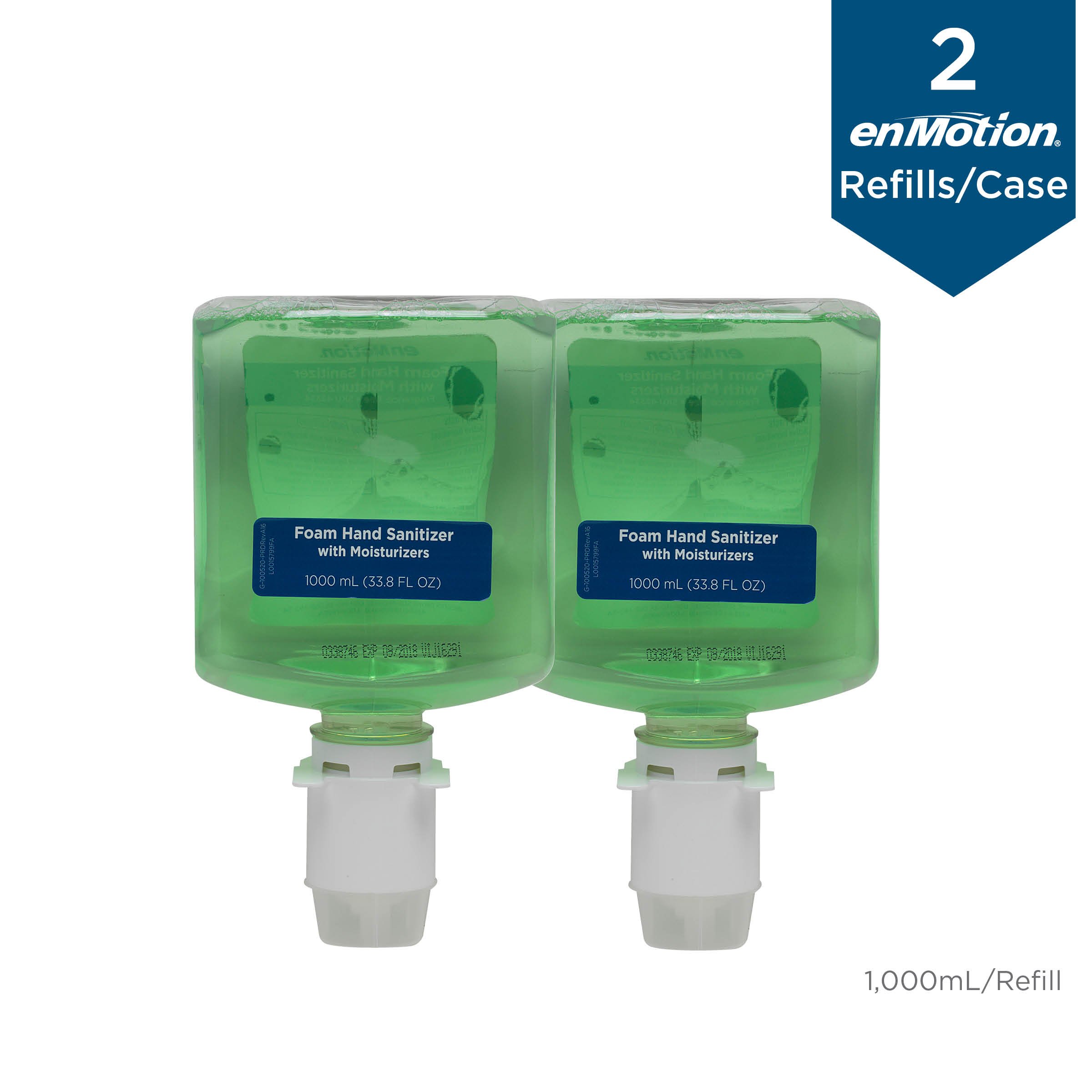 EnMotion Gen2 Moisturizing Foam Hand Sanitizer Dispenser Refill By GP PRO (Georgia-Pacific), Fragrance Free, 42334, 1000 ML Per Bottle, 2 Bottles Per Case