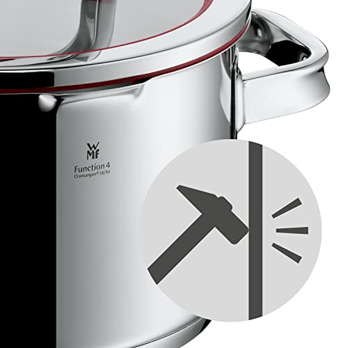 WMF sauce pan Ø 16 cm approx. 1,4l Function 4 Inside scaling lid - pour off or decant liquids without spilling to keep your dishes and cooker clean. Made in Germany hollow side handles glass lid Cromargan stainless steel brushed suitable for all stove top