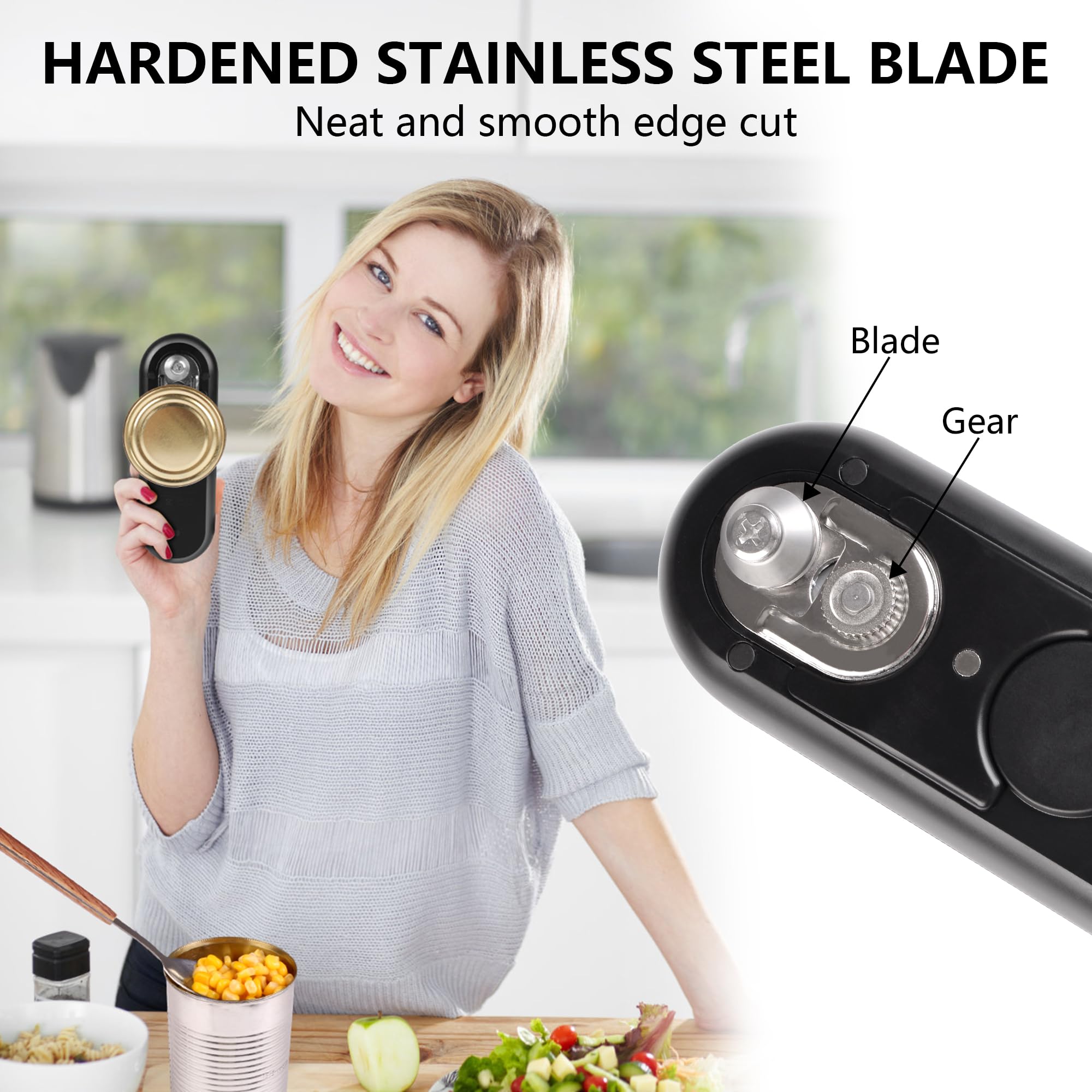 Electric Can Opener for Kitchen, Smooth Edge Automatic Rechargeable Can Openers, Easy Can Opener for Seniors with Arthritis Left Handed