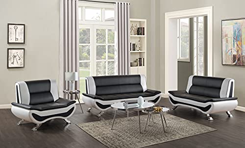 Lexicon Rohn Living Room Loveseat, Black/White