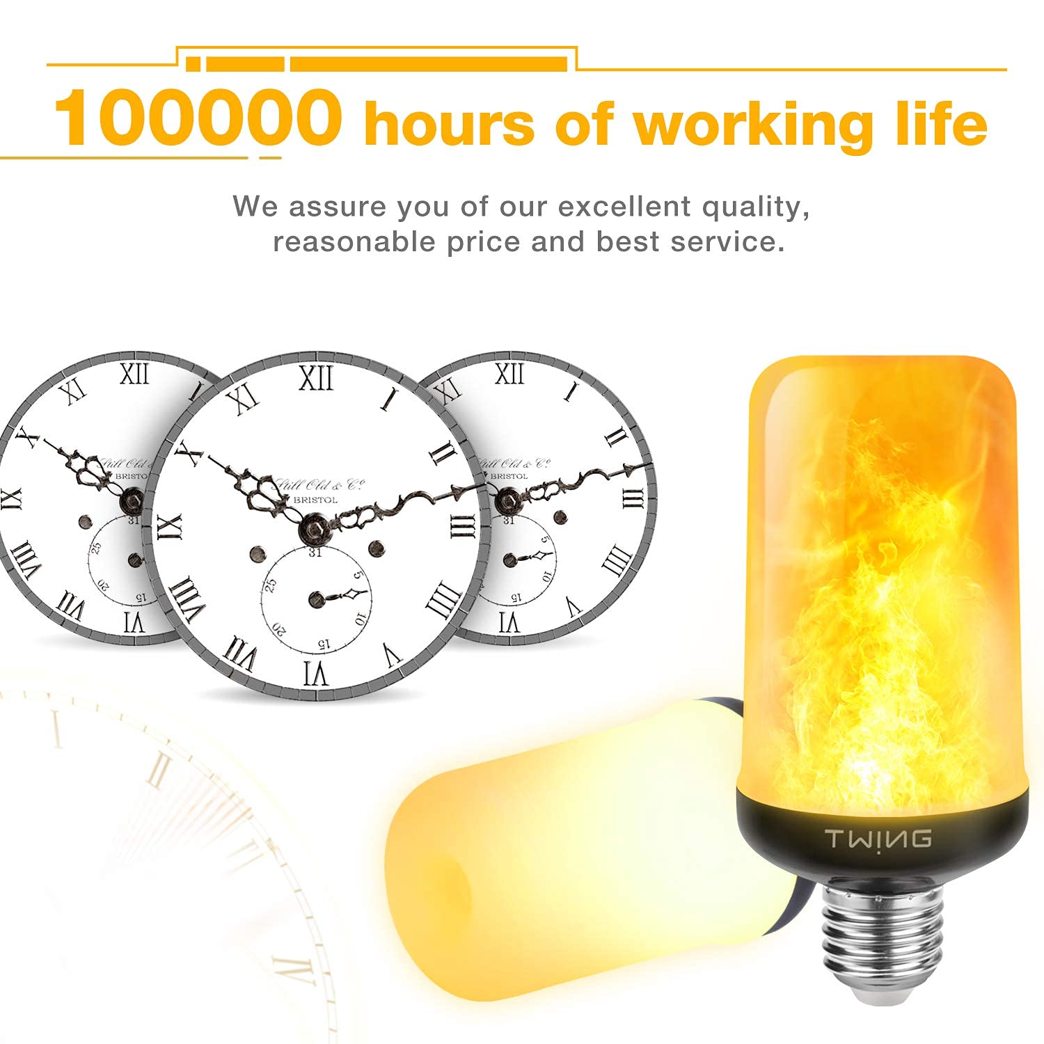 Dyforce Christmas Light Bulbs, 6W 4 Modes E26/E27 Base Flickering Fire Light Bulbs with Gravity Sensor, Flame Light Bulbs for Indoor Outdoor Decorations - 4 Pack