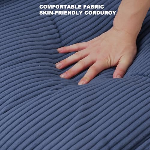 Modern Loveseat Couch Sofa,89'' Corduroy Upholstered 2-Seat Sofa, Sectional Love Seat Furniture with 2 Pillows with Movable Armrest, Deep Couches for Living Room,Navy Blue