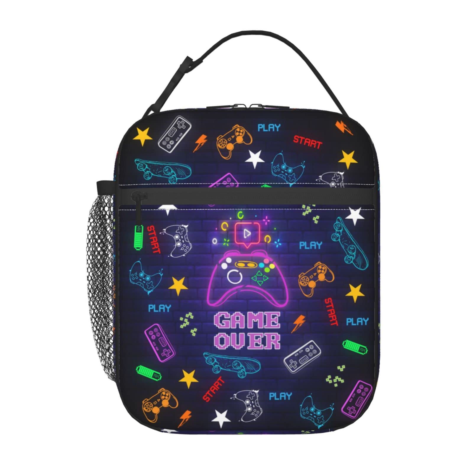 iujybax Game Lunch Box Lunch Bags, Heat Insulated Leakproof Lunch Bag for Men, Reusable Handbags Thermal Cooler Tote Bag, Gamer Lunch Boxes for Mens