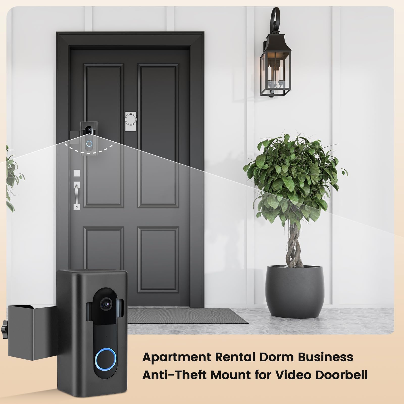 EUKI Anti-Theft Video Doorbell Door Mount, Compatible with Video 4/3/3 Plus/2/1, No-Drill Fit for Most Holder for Apartment, Bracket