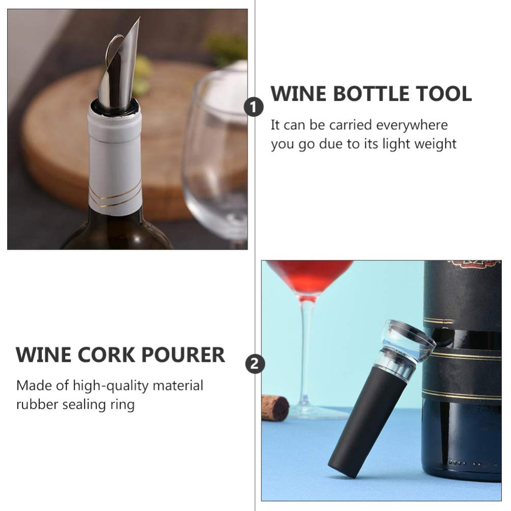 Hemoton 6pcs/ set Kitchen Stainless Steel Wine Bottle Collars Wine Drip Ring Wine Cork Stopper Wine Pourer Aerator