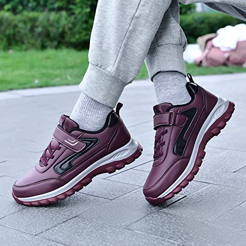 FASDNENDYS Fashion Autumn Women Sports Shoes Flat Non Slip Waterproof Lace Up Comfortable Solid Post Office Work Shoes