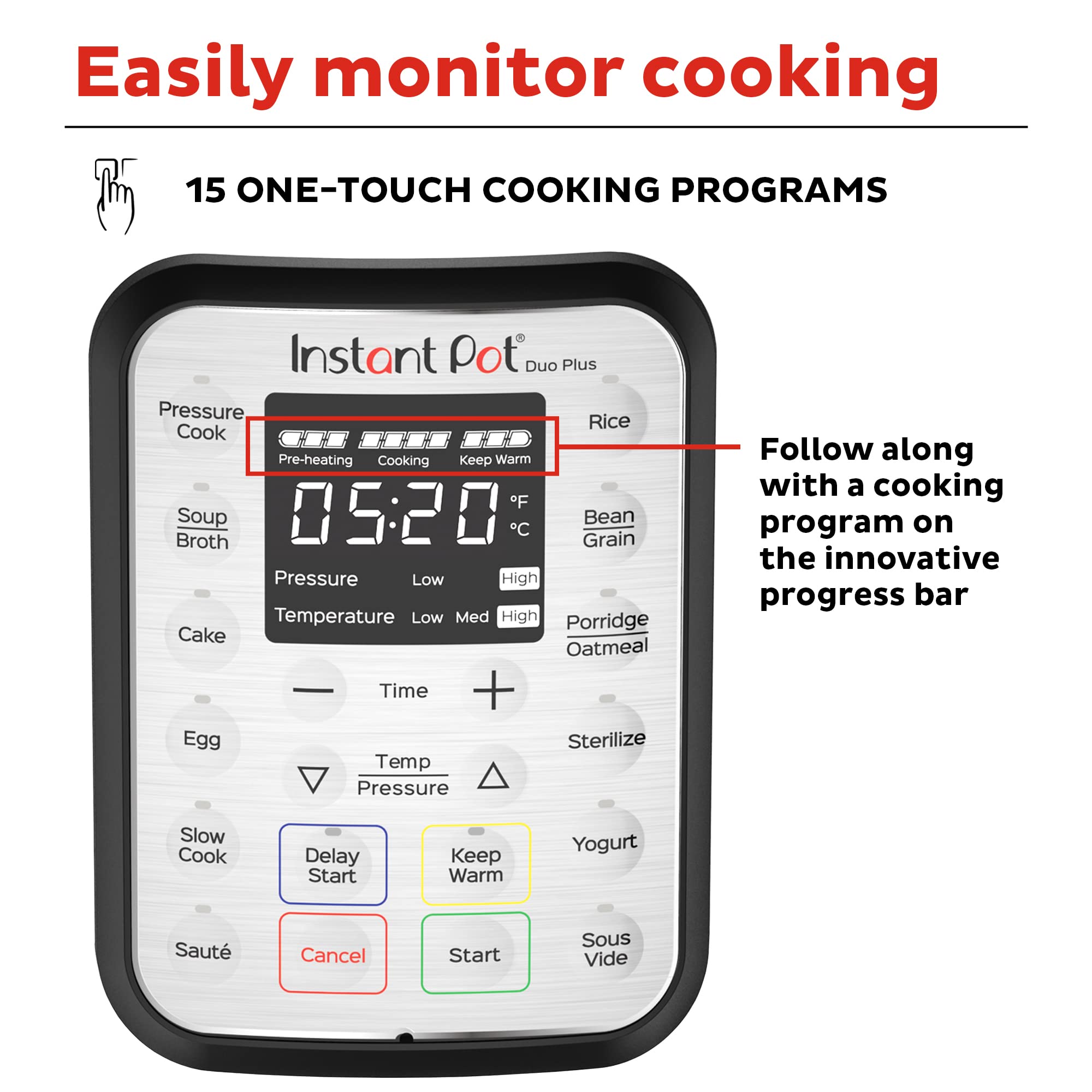 Instant Pot Duo Plus 9-in-1 Electric Pressure Cooker, Slow Cooker, Rice Cooker, Steamer, Sauté, Yogurt Maker, Warmer & Sterilizer, Includes App With Over 800 Recipes, Stainless Steel, 8 Quart