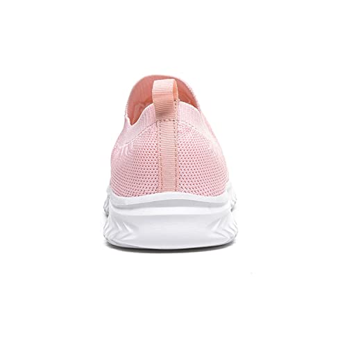 FASDNENDYS Fashion Summer Women Mesh Fly Woven Breathable Lightweight Flat Comfortable Wide Foot Womens Running Shoes Pink