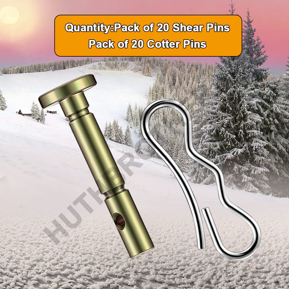 Huthbrother 20 pcs 738-04124A Shear Pins + 20 pcs 714-04040 Cotter Pins Kit, Compatible with MTD Craftsman Cub Cadet Troy Bilt SnowBlowers 738-04124 738-05273, Replacement 0.25" x 1.5" (20 Pack)