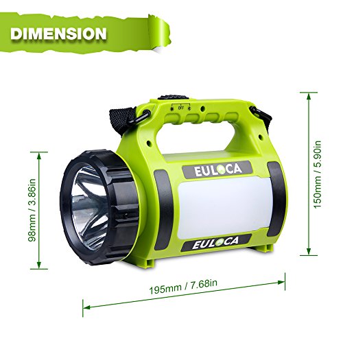 EULOCA Rechargeable CREE LED Spotlight, Multi Function Camping Lantern Big Flashlight, Power Bank,Waterproof Searchlight for Hurricane Emergency, Hiking, Home and More USB Cable Included
