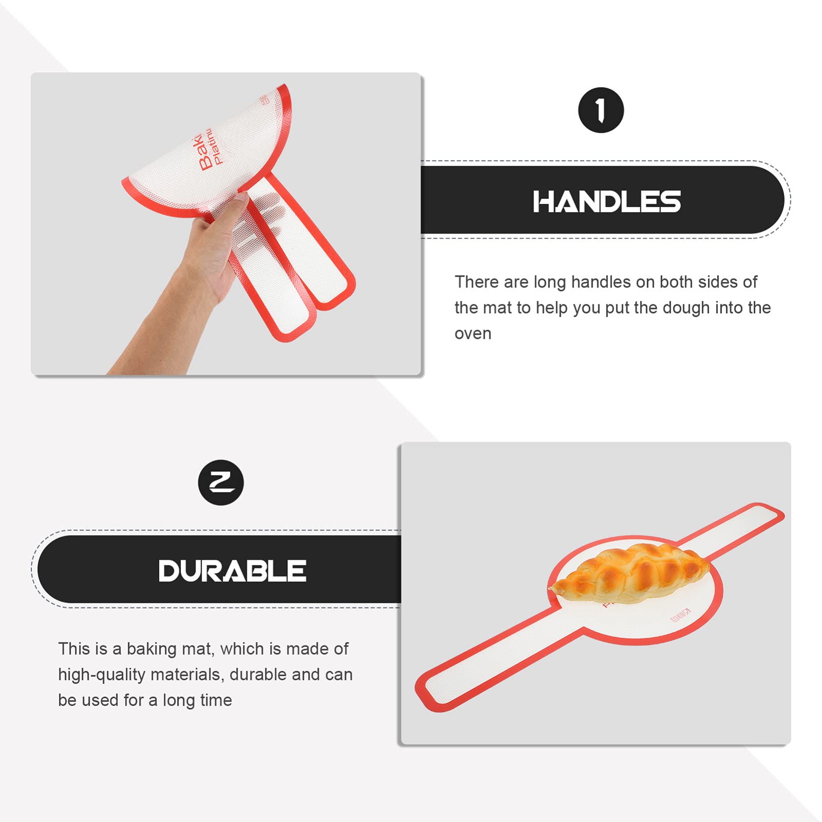 Hemoton Baking Mat Long Handles Dutch Oven Bread Mat Pastry Rolling Mat for Gentler Safer Easier Transfer Dough