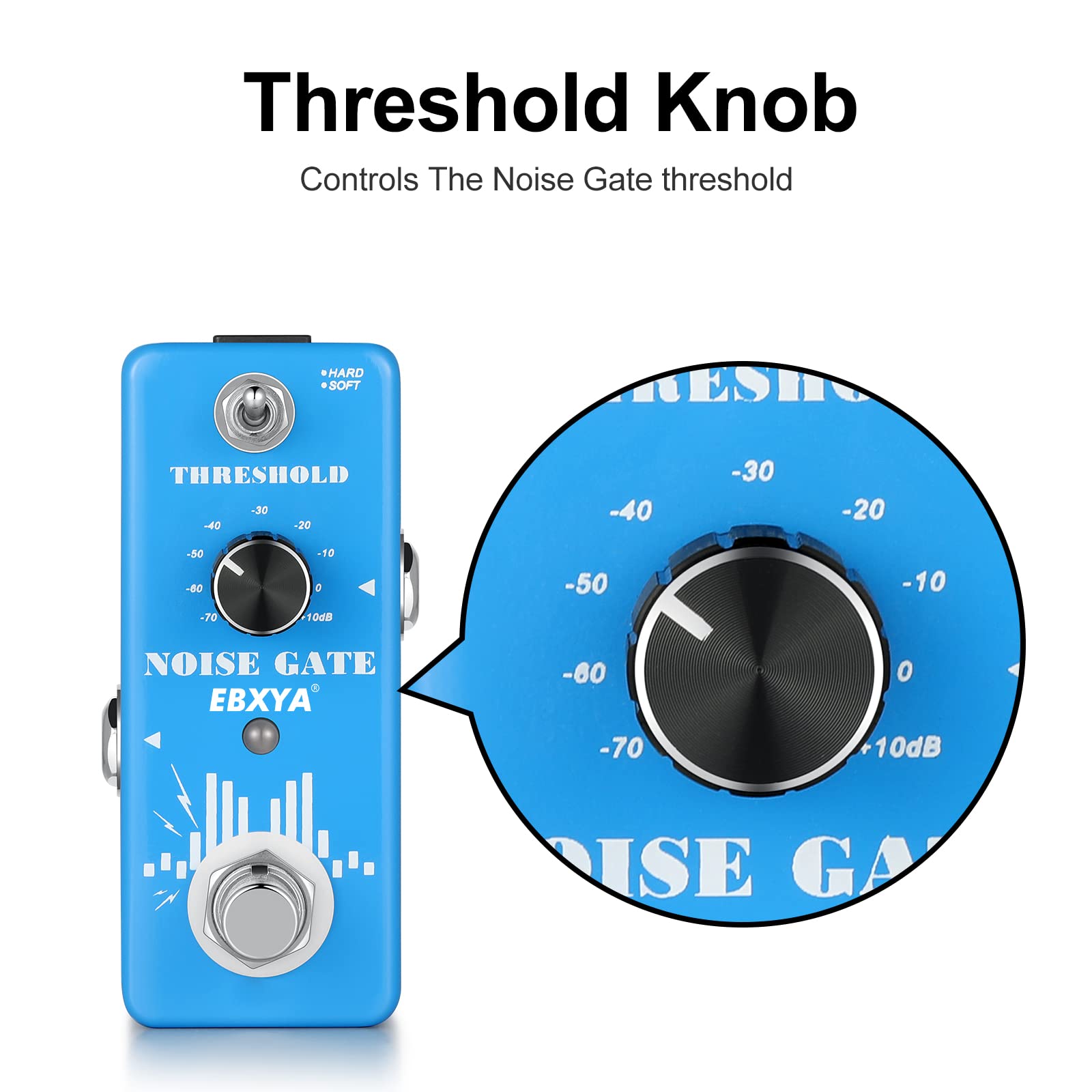 EBXYA Guitar Tuner Pedal, Mini Distortion Guitar pedals with 2 Noise Reducing Modes, Looper Effects Pedal Gate with True Bypass for Electric Guitar, Bass(Sky Blue)