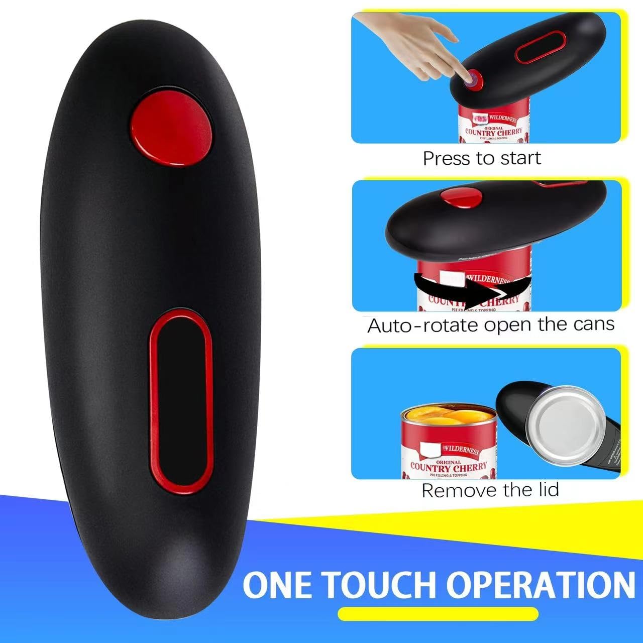 Electric Can Opener, No Sharp Edge Can Opene, One-Touch Electric Can Opener with Auto Shut,Best Kitchen Gadgets Electric Can Openers For Seniors With Arthritis