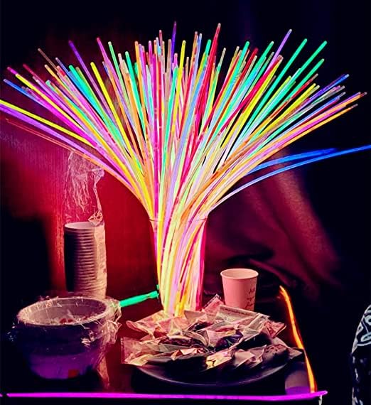 Glow Fever Glowsticks Bulk - 22β Glow Necklaces and Bracelets Party Pack Neon Light Sticks with Connectors - DIY Glowsticks for Concert, Wedding, & Birthday by Party Dragon - Pink, 100 ct