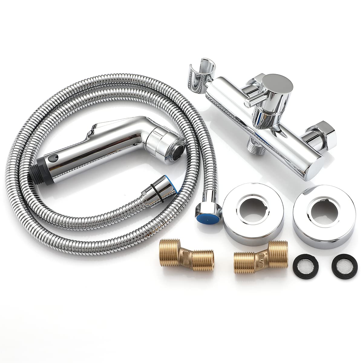 Ownace Bathroom Toilet Bidet Sprayer Set with Hot and Cold Mixing Valve Strong Water Chrome