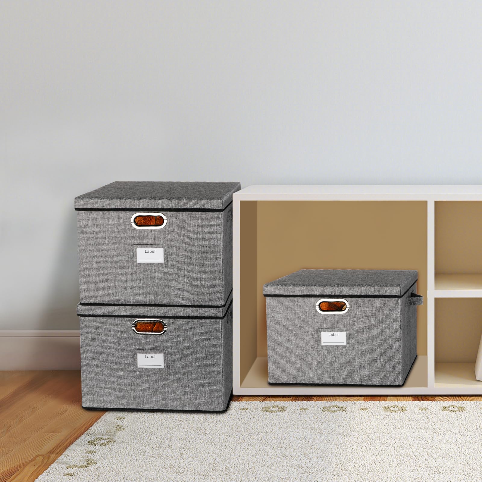 Lukeline Large Toy Box, Stackable Toy Storage Organizer, Collapsible Toy Box Chest with Lid for Nursery, Playroom, Closet, Set of 3