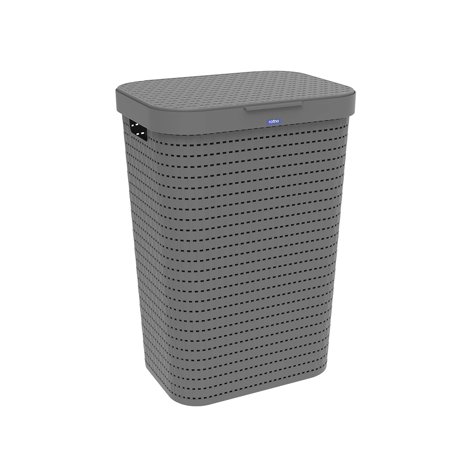 Rotho Country Laundry Basket lid in Rattan-Look, Plastic (PP) BPA-Free, Anthracite, 55l (42.0 x 32.2 x 57.7 cm), (42 x 32,2 x 57,7 cm)