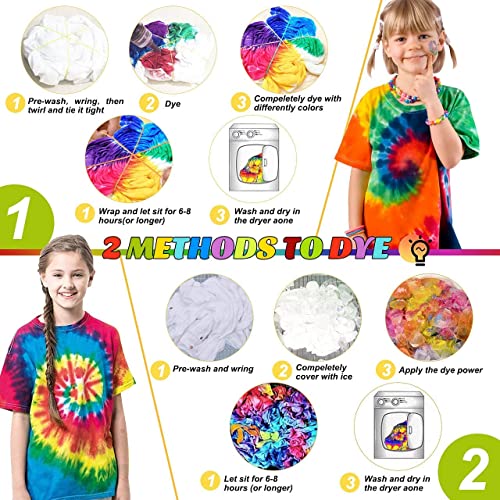 DIY Tie Dye Kits, Emooqi 15 Colours Vibrant Tie Dye Kits with Rubber Bands Gloves Sealed Bag Apron and Table Covers for Arts and Crafts Fabric Textile Party DIY Handmade Project