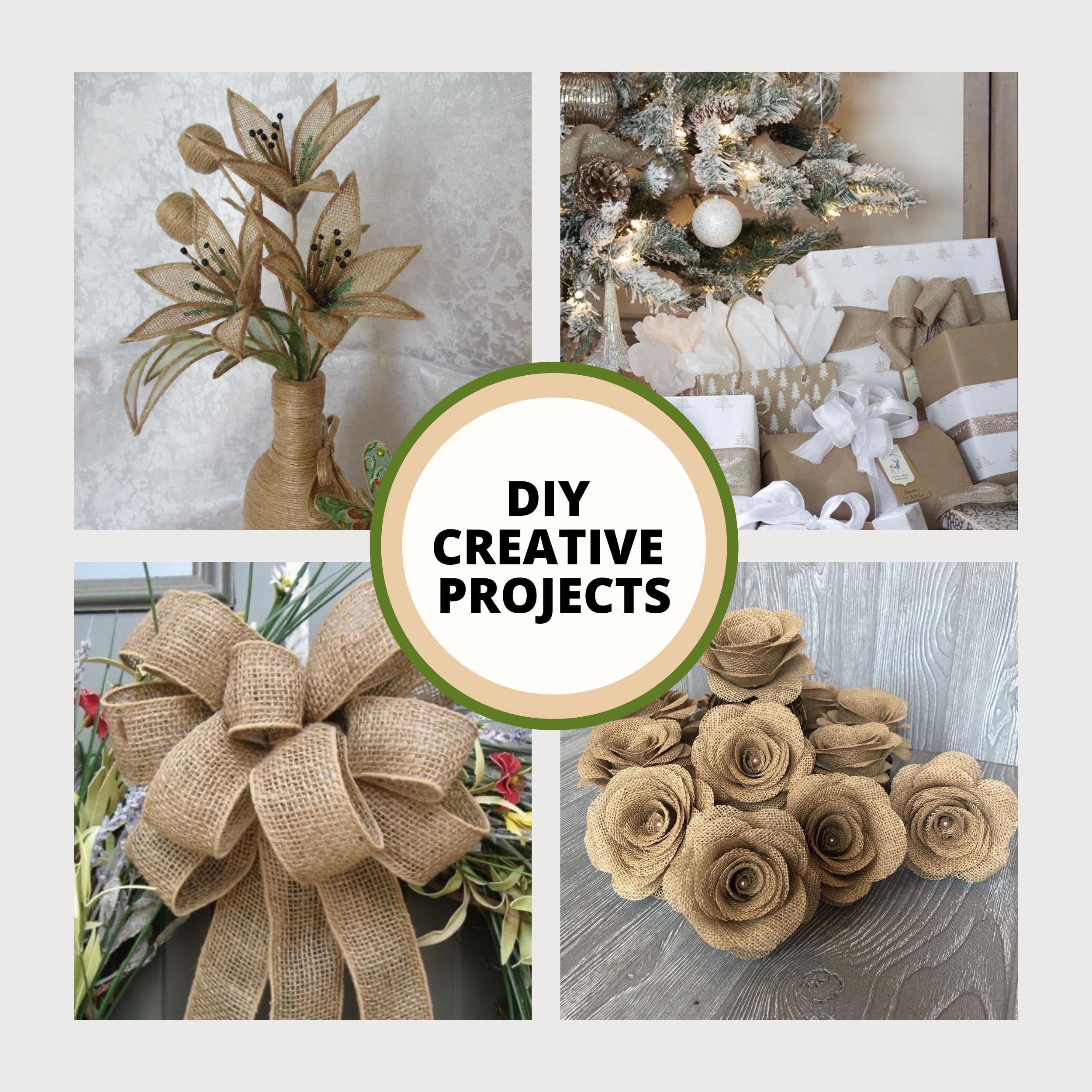 Natural Burlap Ribbon for Crafting β 3 Inch x 10 Yards Burlap Wired Ribbon for Christmas Home Decor Gift Wrapping DIY Crafts Wedding Bow Making Wreath