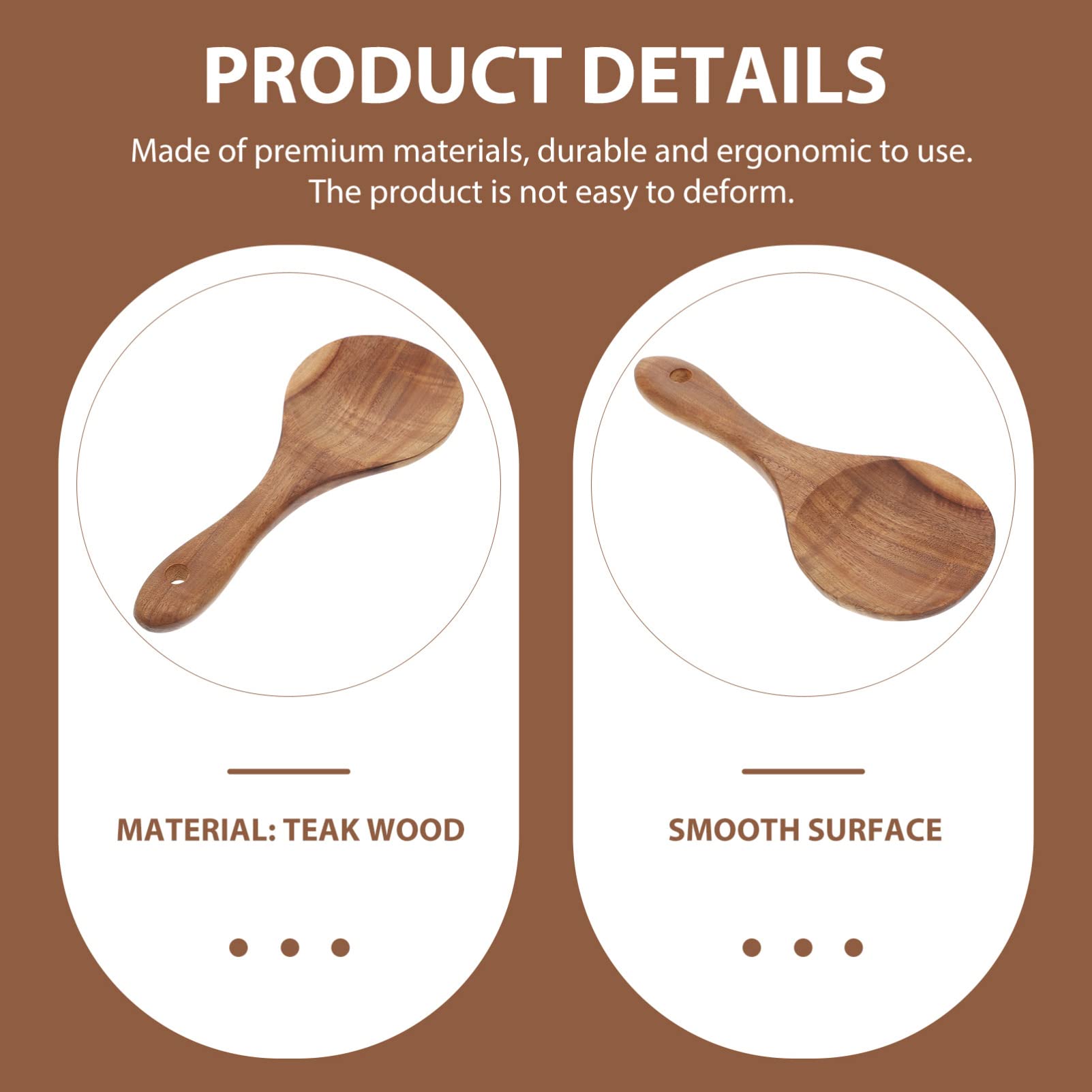 HEMOTON Wood Rice Paddle Wooden Rice Spoon Non Stick Rice Cooker Spatula Japanese Asian Rice Paddle Kitchen Rice Scoop Ladle (Wood Color)