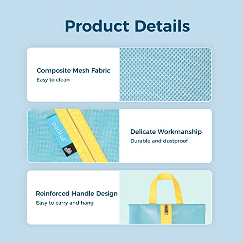 pack all Water Resistant Kids Shoe Bag for Travel, Storage Organizer Shoe Pouch with Zipper, Cute for Girls, Boys,Toddlers(Blue)