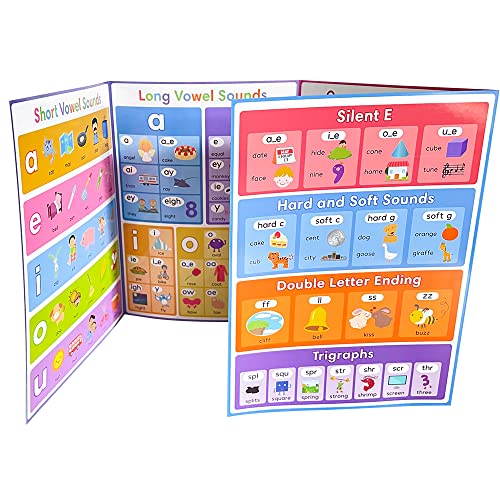 Lachilly My First Learning Chart and My First Phonics Chart Set Words Learning Sheet Educational Poster Vocabulary Building Flashcards Worksheet Teacher Teaching Aids for Pre-Kindergarten