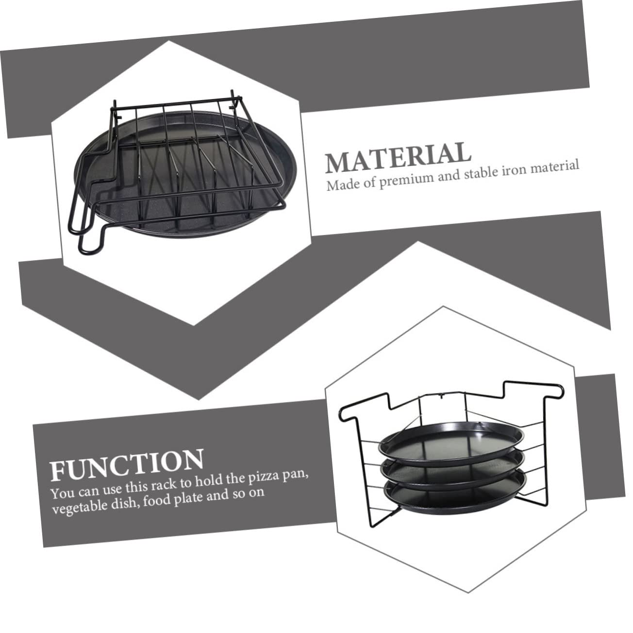 EXQUIMEUBLE pizza tray riser rack cooling rack roasting pan food platter stand metal tabletop pizza tray stand dish display stand metal dish rack pizza pan holder iron multi-layer metal plate
