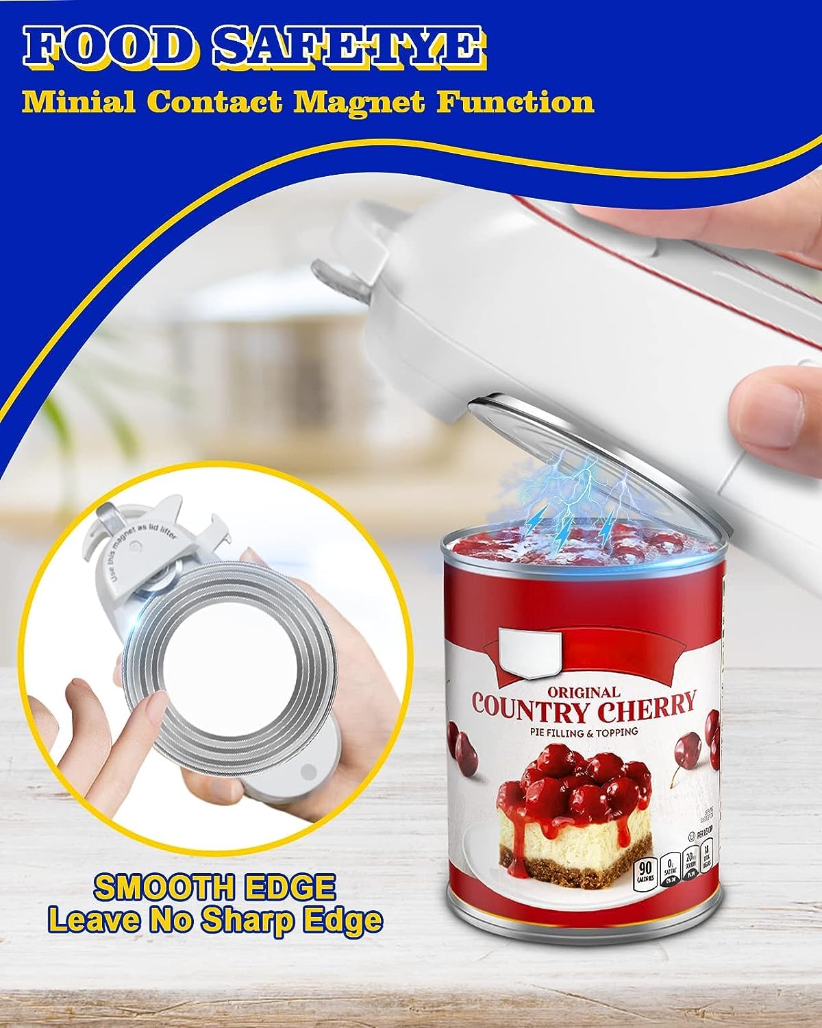 Electric Can Opener, Open Your Cans with A Simple Push of Button, Automatic Can Opener Smooth Edge, Electric Can Openers for Kitchen Arthritis and Seniors, Best Kitchen Gadget for Almost Size Can