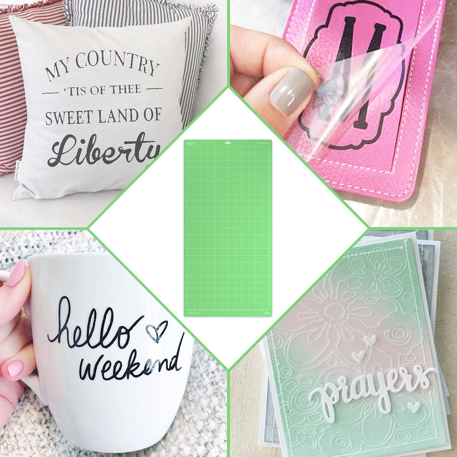 DIYIT 12x12 Cutting Mat Standard Grip for Cricut Maker 3/Maker/Explore 3/Air 2/Air/One, 3 Pieces Green Cutting Mats for Crafts