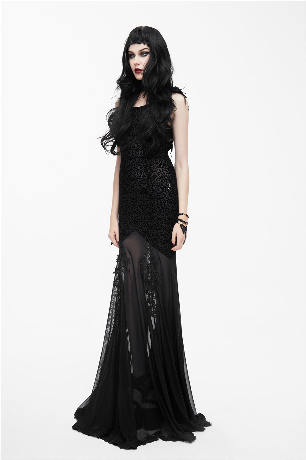 EVA LADY Gothic Womens Evening Party Long Dresses Steampunk Backless Sexy Mixi Dress (M, Black)