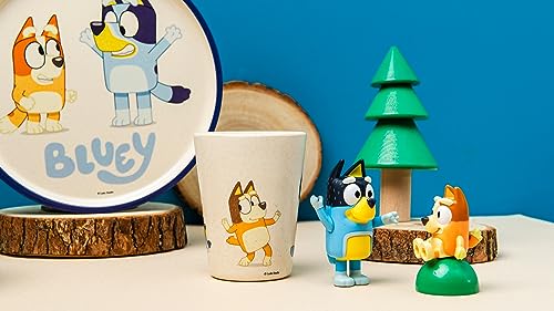 Zak Designs Bluey Kids Dinnerware Set 3 Pieces, Durable and Sustainable Melamine Bamboo Plate, Bowl, and Tumbler are Perfect For Dinner Time With Family (Bluey, Bingo, Bandit, Chilli)