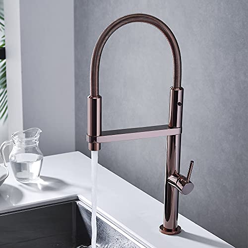JiaYouJia Kitchen Faucet with Pull Down Sprayer High Arc Dual-Mode Pull Out Kitchen Sink Faucet Single Handle Lever (Rose Gold)