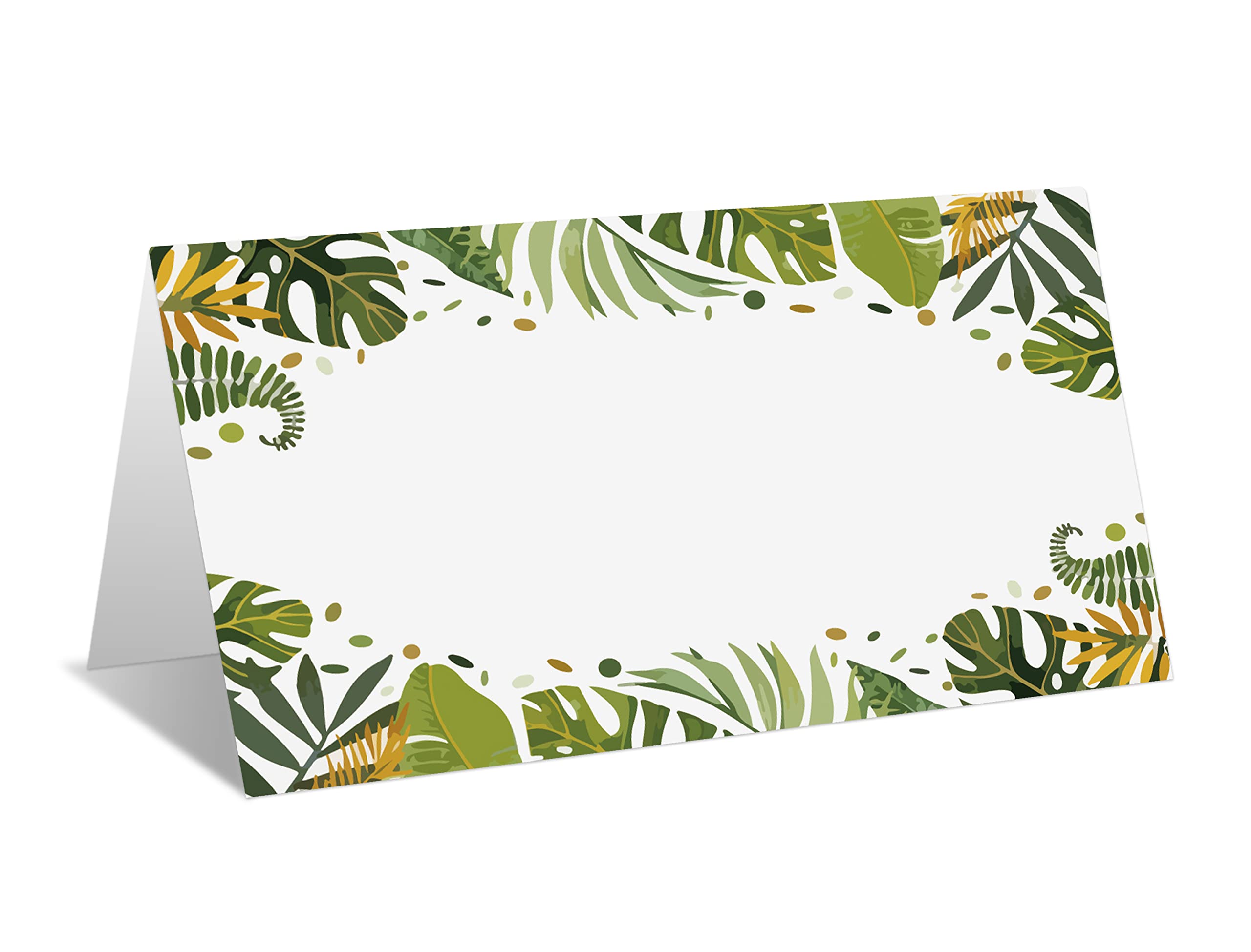 Place Cards for Jungle Tropical Theme Party, Editable Name Place Cards, Seating Place Cards for Tables, Tent Style Cards for Baby & Bride Shower, Easy Folding, Pack of 25 Escort Cards(B15)