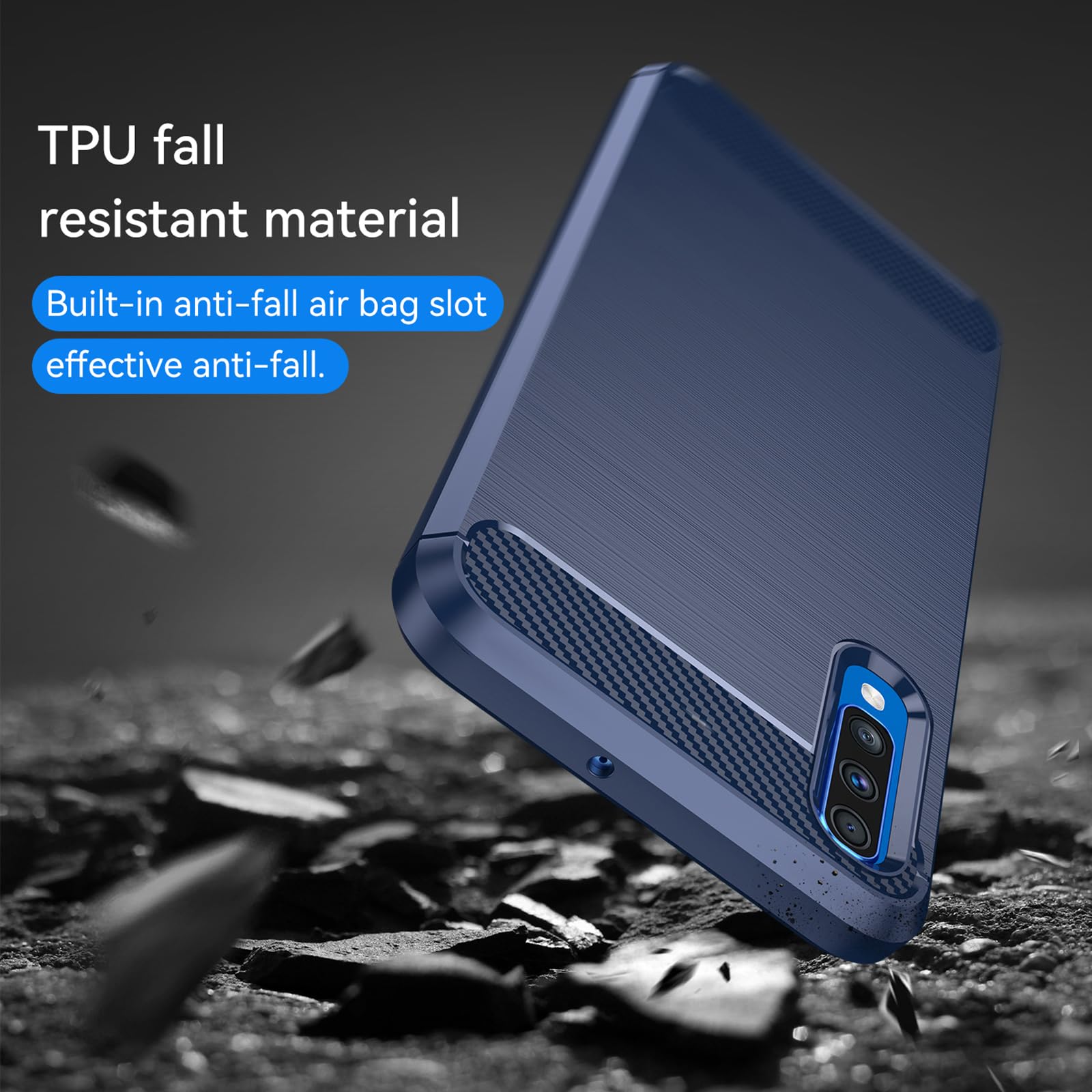 EUAGVQY for Samsung A50 Galaxy A50 Galaxy A50S Case Carbon Fiber Soft TPU Anti-Slip Durable Lightweight Protective Phone Cover for Samsung Galaxy A50(Blue)