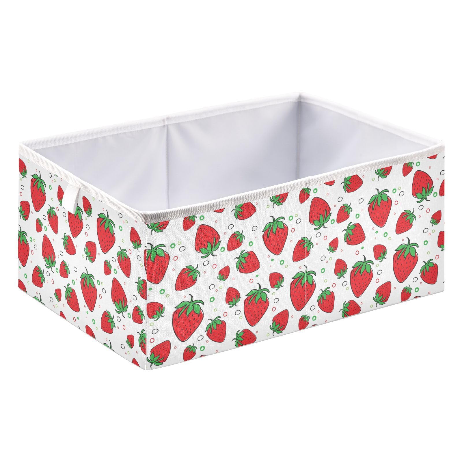 Emelivor Strawberries Rectangle Storage Bins Fabric Storage Cube Large Foldable Storage Baskets Cloth Box Containers for Nurseries Shelves Offices Closets Home Decor,16 x 11inch