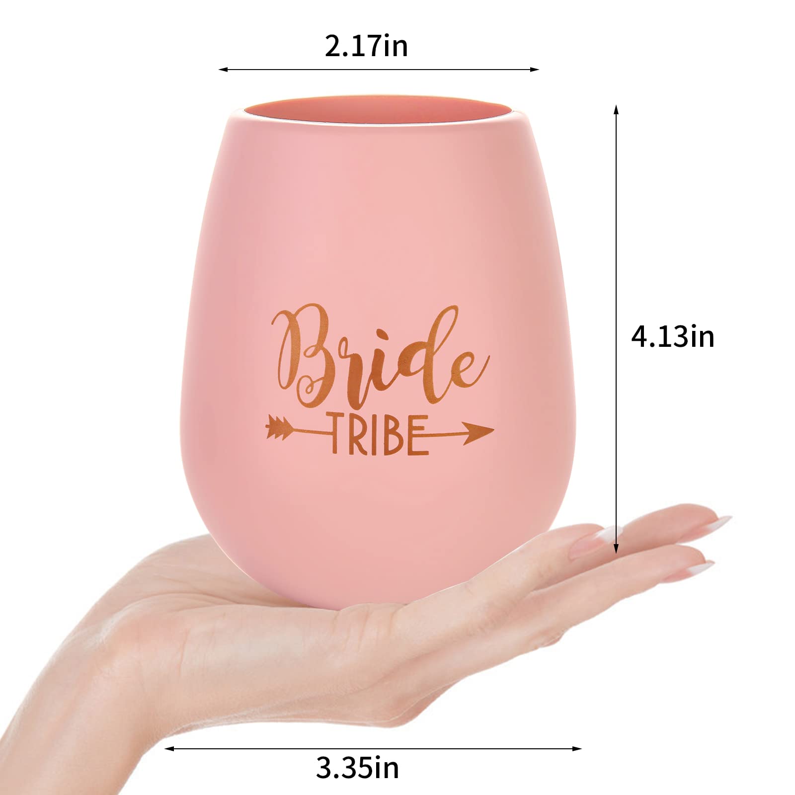 Set of 10 Bachelorette Party Silicone Wine Cups White Bride & Rose Gold Bride Tribe Cups, Bridesmaid Wedding Gift Party Favors