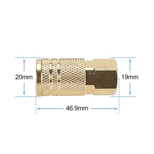 hynade 1/4 Inch NPT Brass Female Air Coupler, Pneumatic Plugs, Air Plug(1/4'' M-NPT)