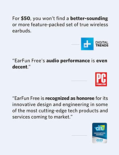 EarFun Wireless Earbuds, [2020 CES Award] Free Bluetooth 5.0 Earbuds with Wireless Charging Case, USB-C Quick Charge, IPX7 Waterproof in-Ear Wireless Headphones, Deep Bass, 30H Playtime