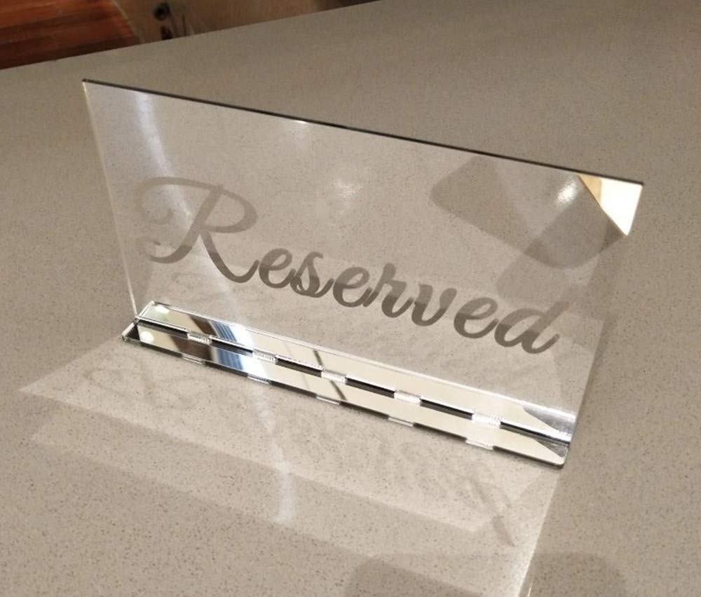 Set of 2 Acrylic Mirror Reserved Table Sign, Acrylic Freestanding Decoration, Acrylic Free Standing Reserved Wedding Signs (Silver)